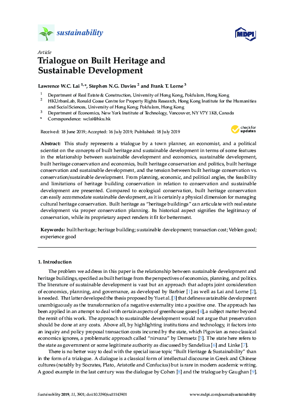 (PDF) Trialogue on Built Heritage and Sustainable Development