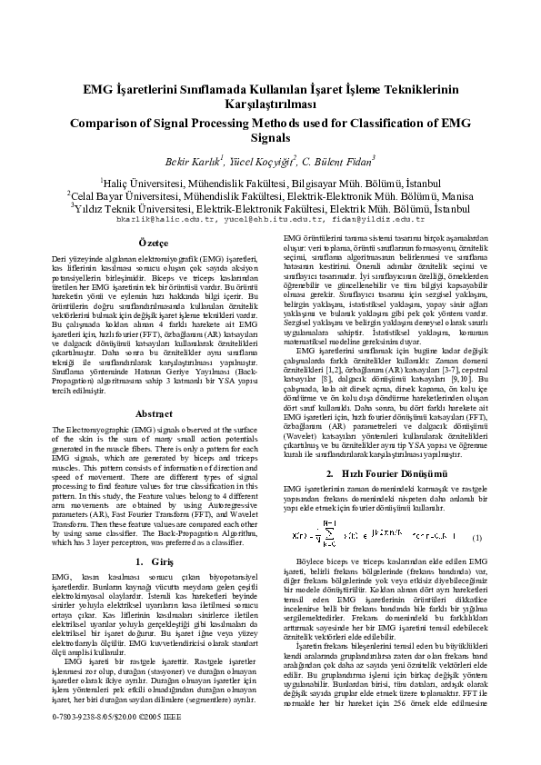 Pdf Comparison Of Signal Processing Methods Used For Classification