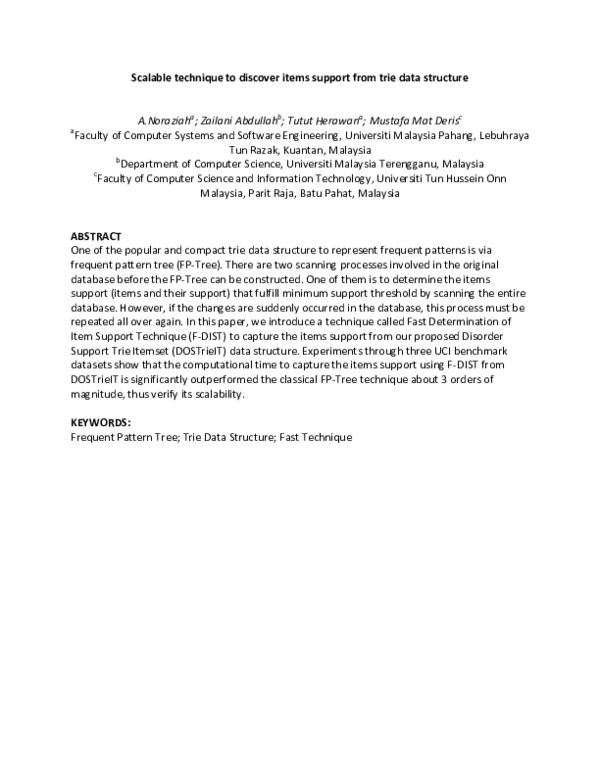 (PDF) Scalable technique to discover items support from trie data structure