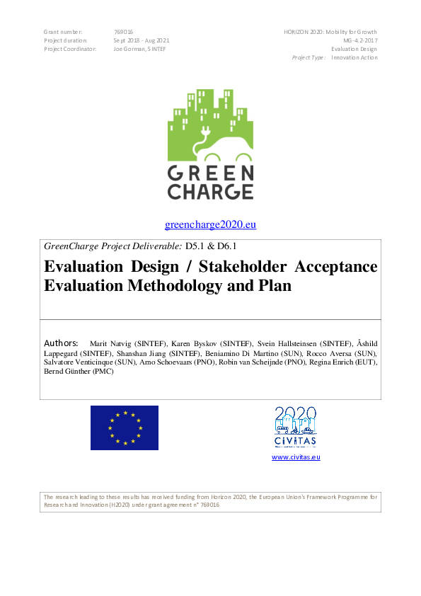 (PDF) GreenCharge Project Deliverable: D5.1 & D6.1 Evaluation Design ...