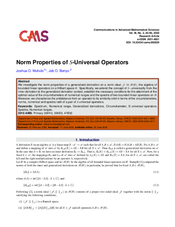 (PDF) Norm Properties of $S$-Universal Operators