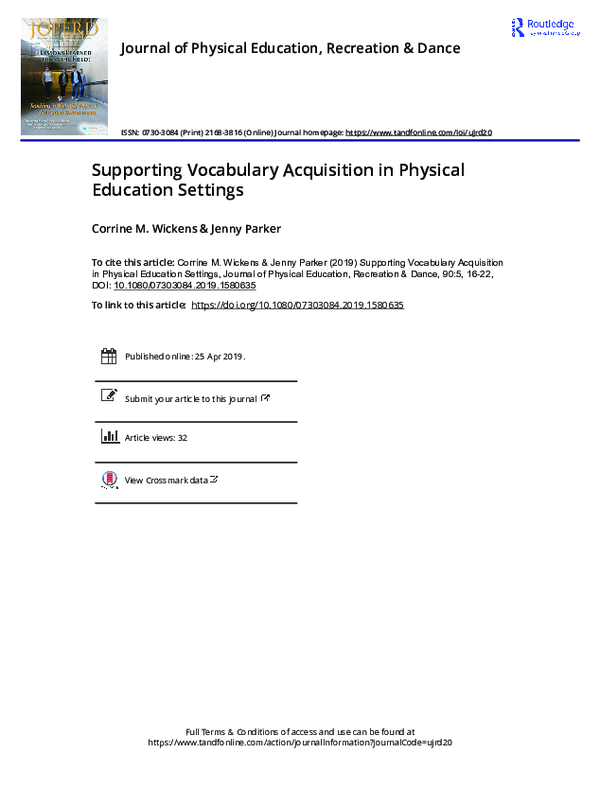 (PDF) Supporting Vocabulary Acquisition in Physical Education Settings