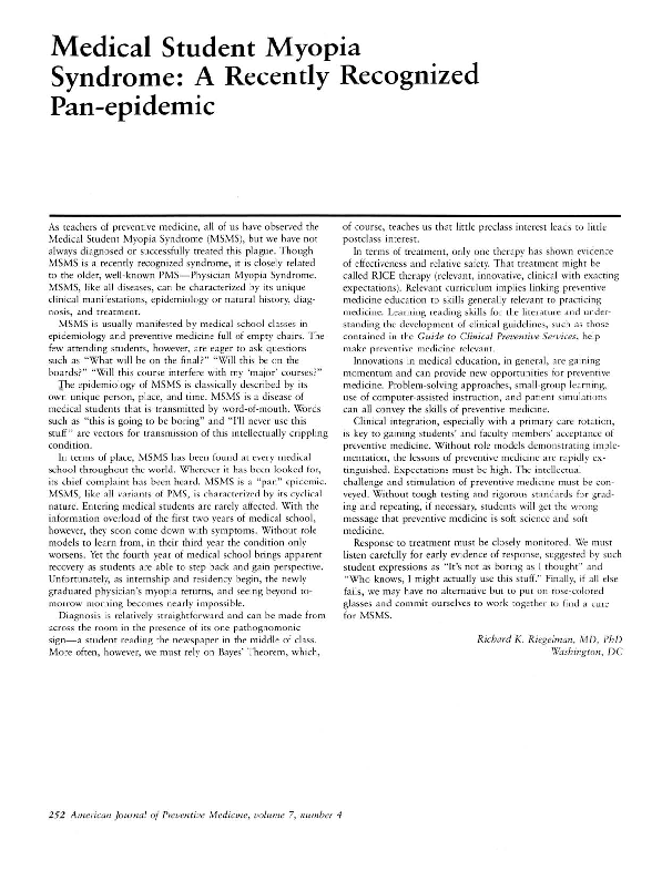 (PDF) Medical Student Myopia Syndrome: A Recently Recognized Pan ...