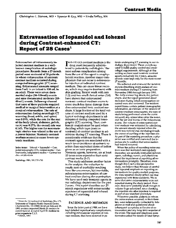 (PDF) Extravasation of iopamidol and iohexol during contrast-enhanced ...