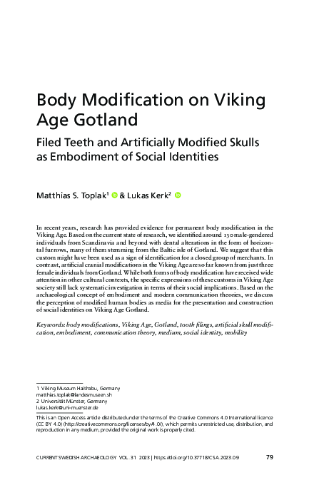 (PDF) Body Modification on Viking Age Gotland – Artificially Modified ...