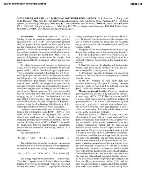 (PDF) Methane Pyrolysis and Disposing Off Resulting Carbon