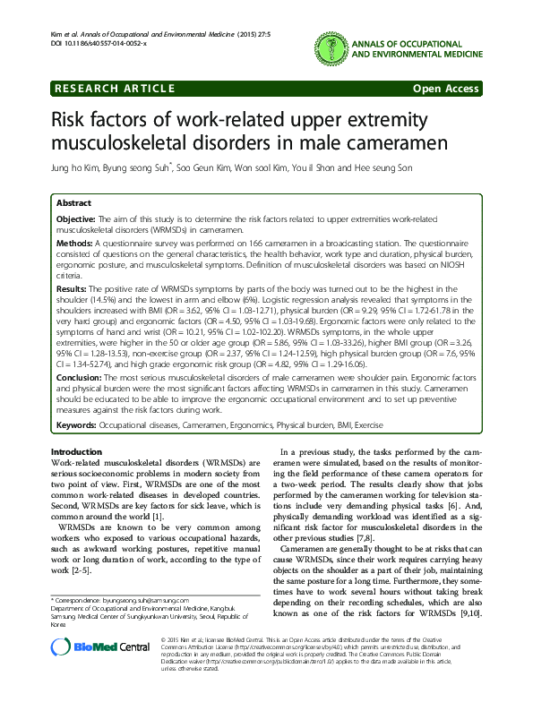 (PDF) Risk Factors of Work-related Upper Extremity Musculoskeletal ...