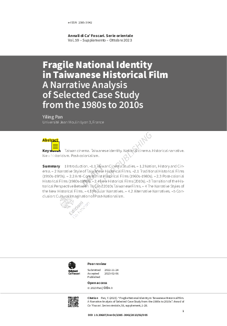 (PDF) Fragile National Identity in Taiwanese Historical Film A ...