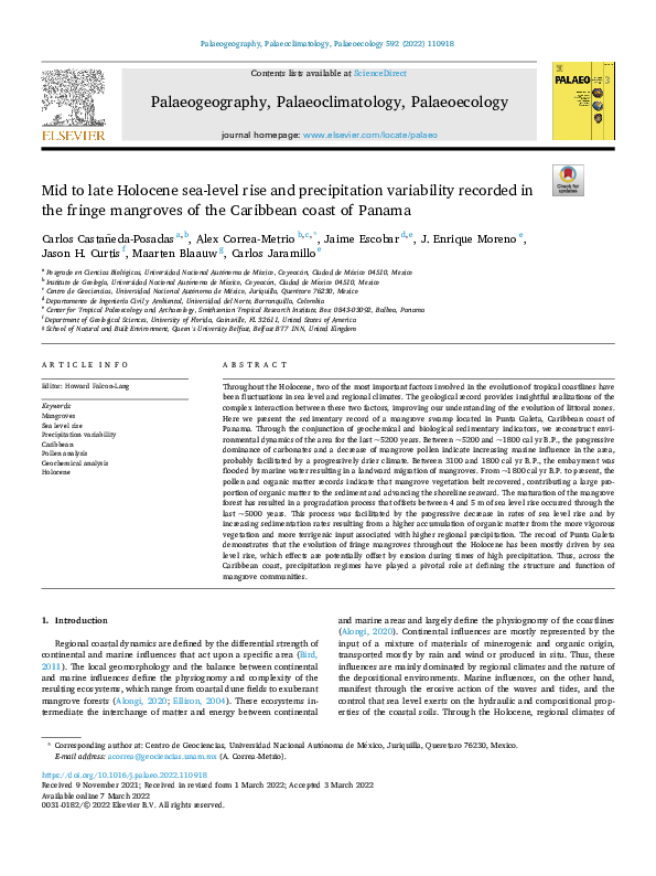 (PDF) Mid to late Holocene sea-level rise and precipitation variability ...