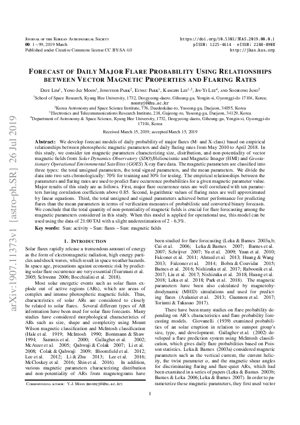 (PDF) Forecast of Daily Major Flare Probability Using Relationships ...