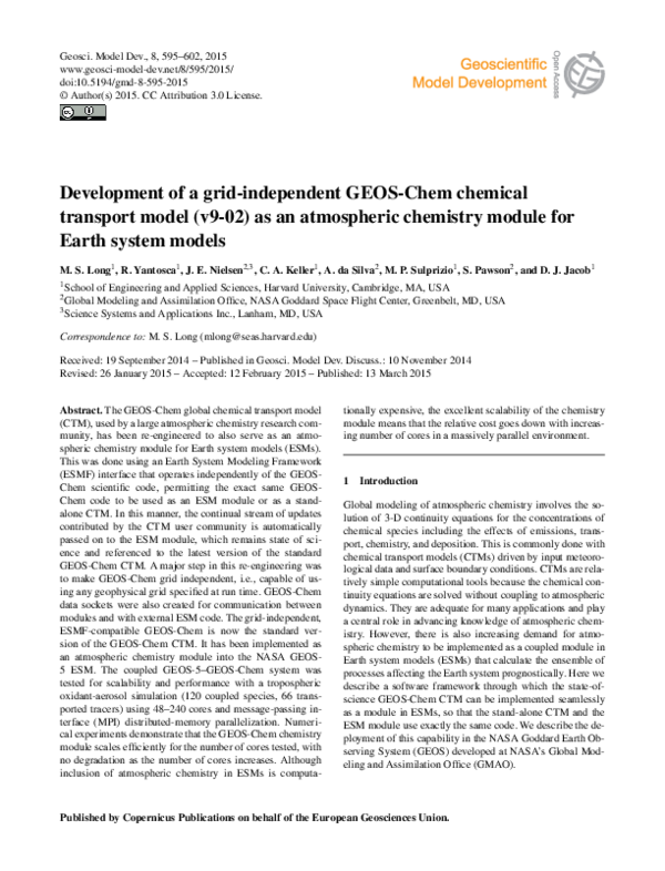(PDF) Development of a grid-independent GEOS-Chem chemical transport ...