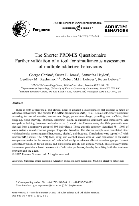 (PDF) The Shorter PROMIS Questionnaire