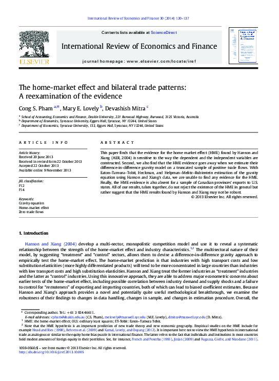 (PDF) The home-market effect and bilateral trade patterns: A ...