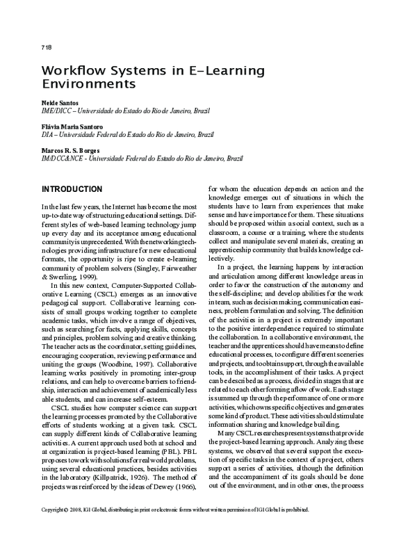 (PDF) Workflow Systems in E-Learning Environments | Marcos Borges ...