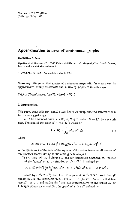 (PDF) Approximation in area of continuous graphs