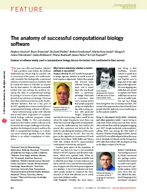 (PDF) The anatomy of successful computational biology software ...