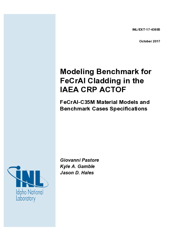 (PDF) Modeling Benchmark for FeCrAl Cladding in the IAEA CRP ACTOF ...