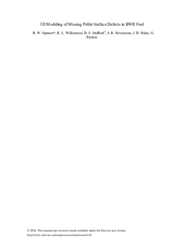 (PDF) 3D modeling of missing pellet surface defects in BWR fuel | Jason ...