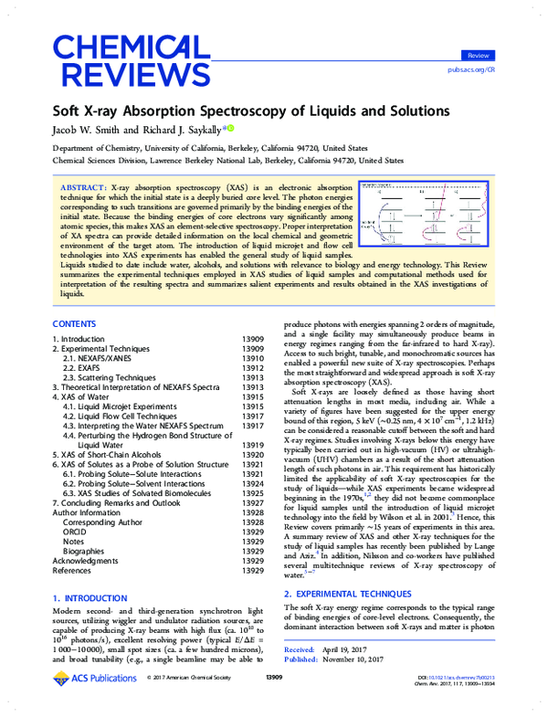 (PDF) Soft X-ray Absorption Spectroscopy of Liquids and Solutions