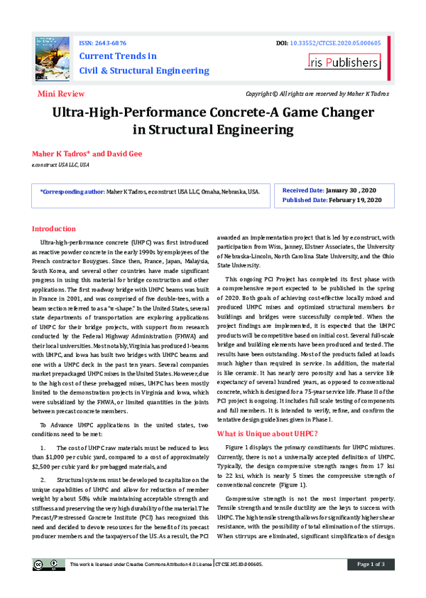 (PDF) Ultra-High-Performance Concrete-A Game Changer in Structural ...