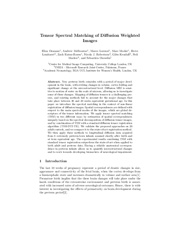 (PDF) Tensor Spectral Matching of Diffusion Weighted Images