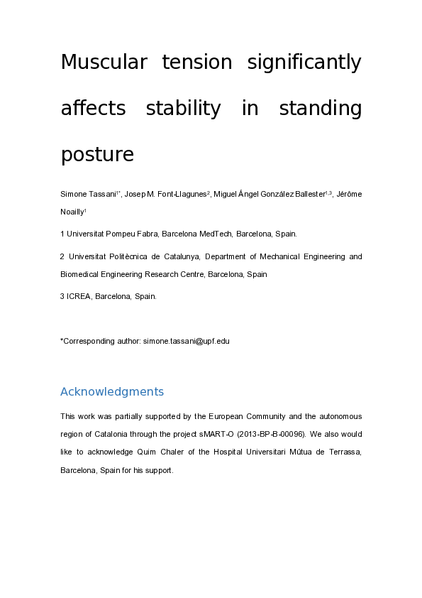 (PDF) Muscular tension significantly affects stability in standing posture