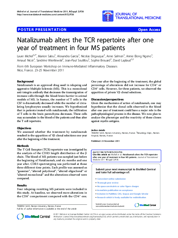 (PDF) Natalizumab alters the TCR repertoire after one year of treatment ...