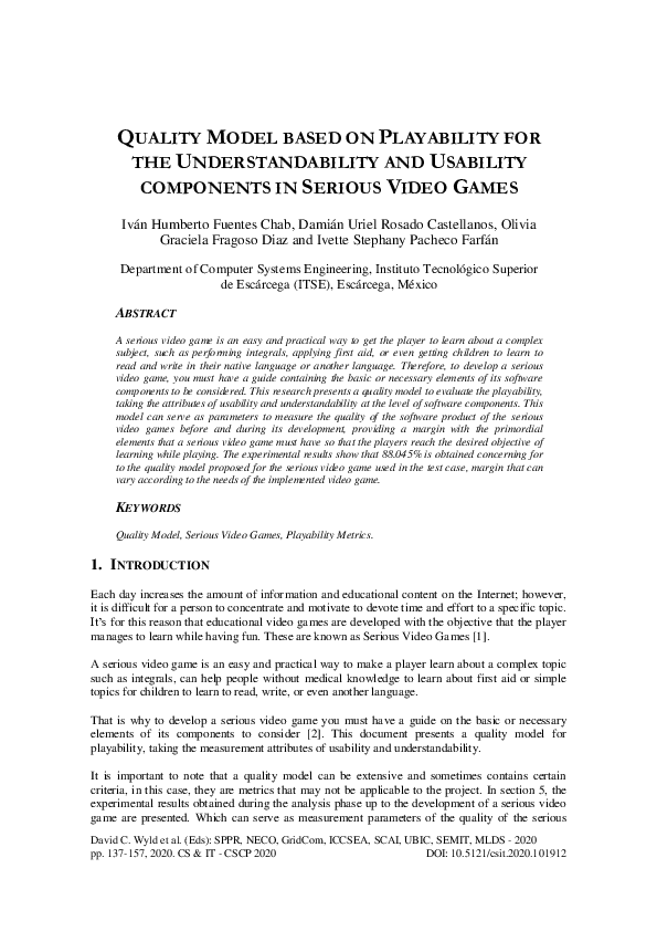 (PDF) Quality Model based on Playability for the Understandability and ...