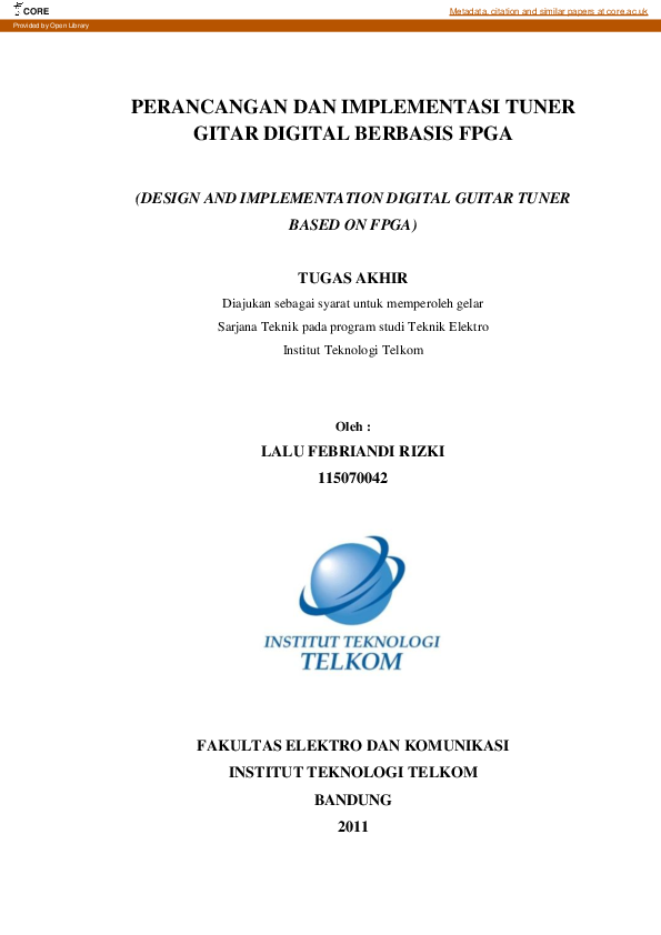 (PDF) Perancangan Dan Implementasi Tuner Gitar Digital Berbasis Fpga