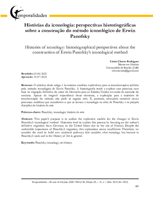 (PDF) Histórias da iconologia: perspectivas historiográficas sobre a ...