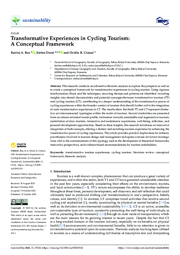 (PDF) Transformative Experiences in Cycling Tourism: A Conceptual Framework