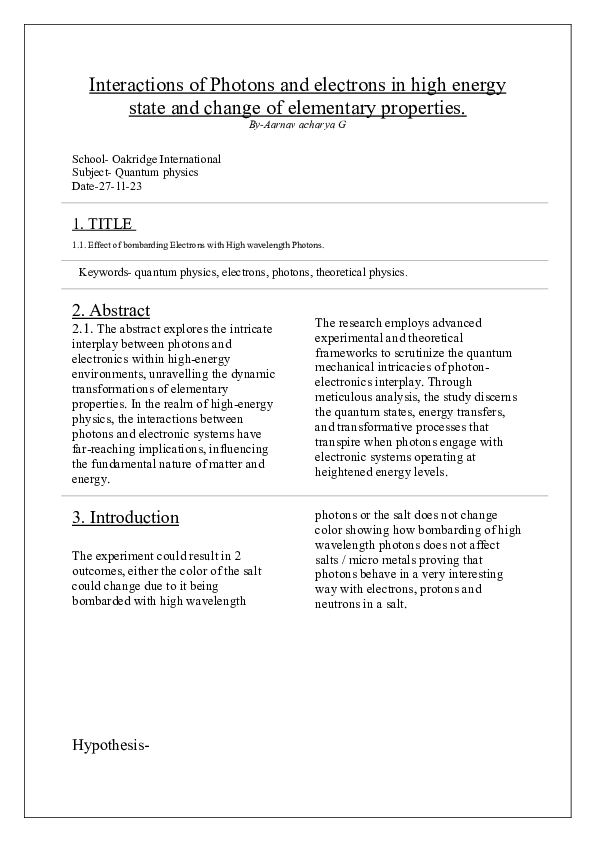 (DOC) Interactions of Photons and electrons in high energy states and ...