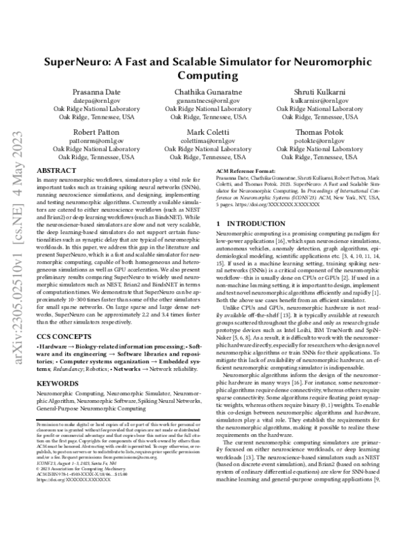 (PDF) SuperNeuro: A Fast and Scalable Simulator for Neuromorphic Computing