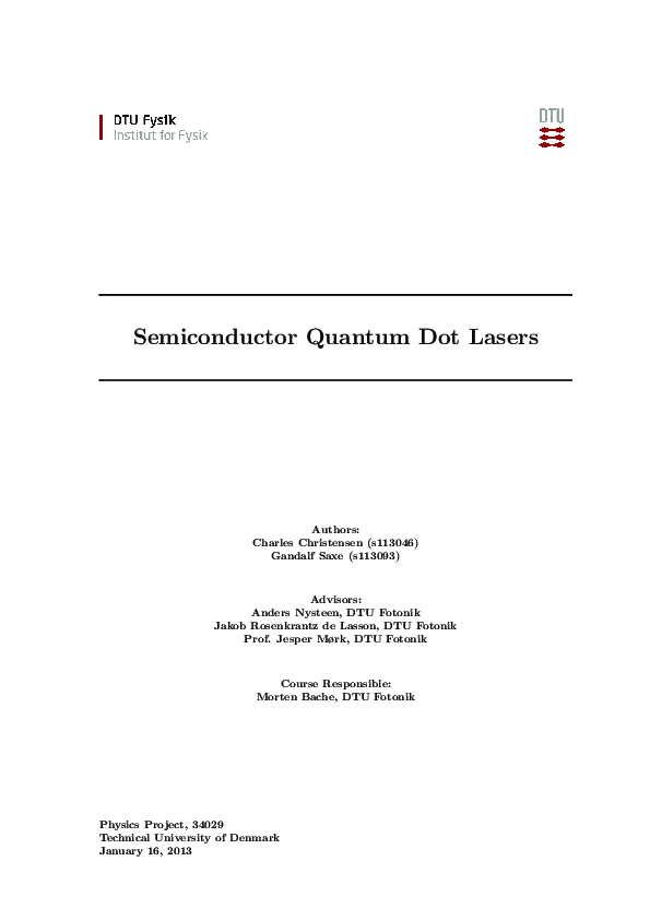 (PDF) Semiconductor quantum dot lasers
