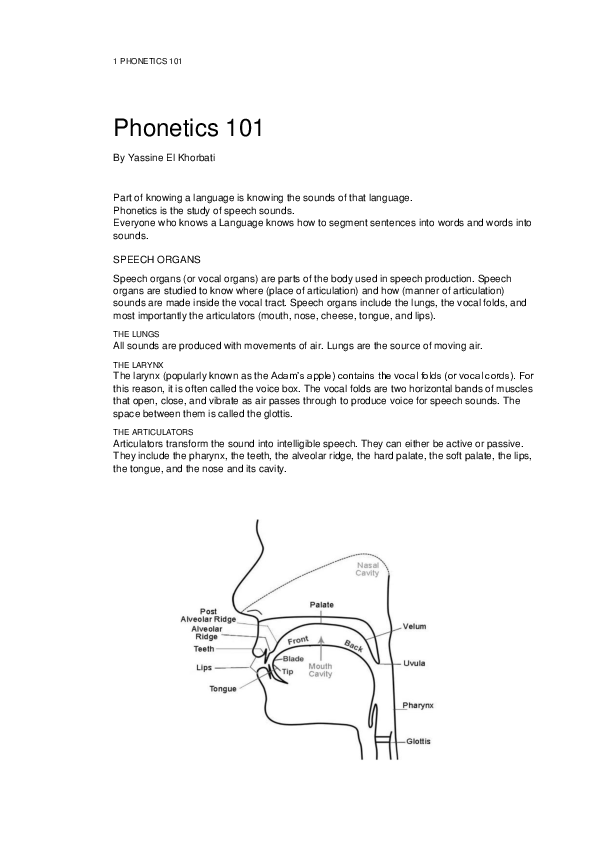 (PDF) Phonetics 101