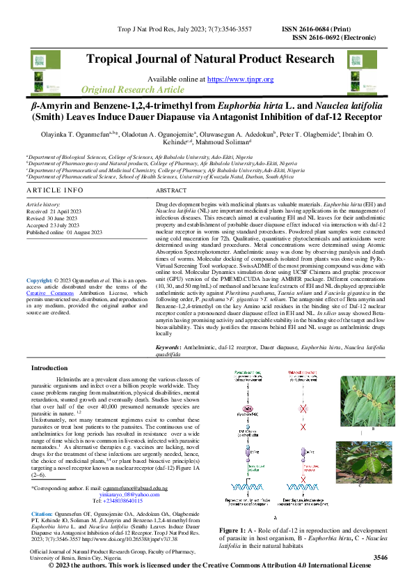 (PDF) Tropical Journal of Natural Product Research