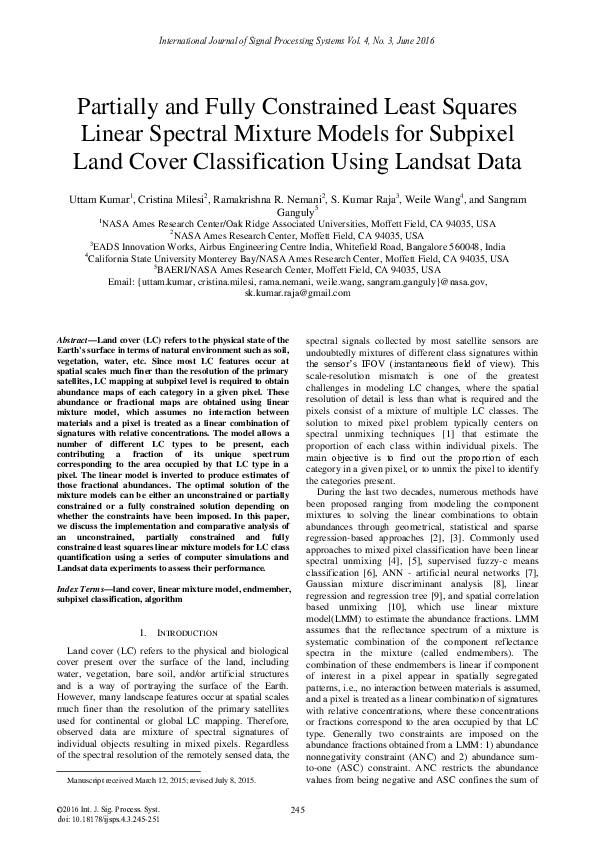 Pdf Partially And Fully Constrained Least Squares Linear Spectral