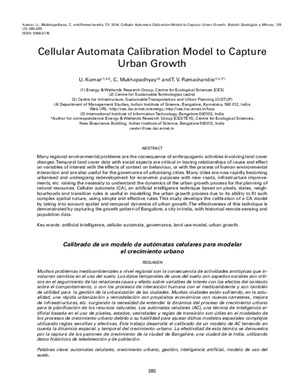 Pdf Cellular Automata Calibration Model To Capture Urban Growth
