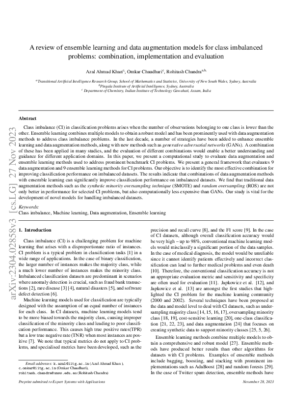 (PDF) A review of ensemble learning and data augmentation models for class imbalanced problems ...