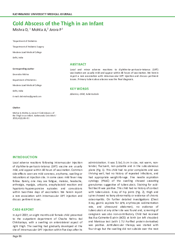 (PDF) Cold Abscess of the Thigh in an Infant