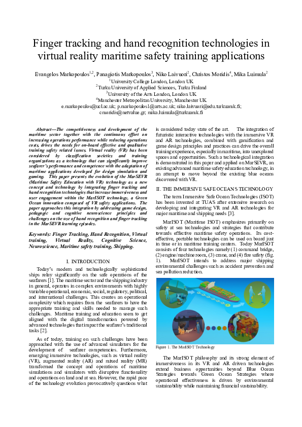 (PDF) Finger tracking and hand recognition technologies in virtual ...