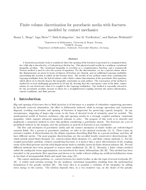 (PDF) Finite volume discretization for poroelastic media with fractures ...