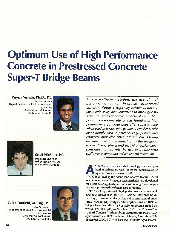 (PDF) Optimum Use of High Performance Concrete in Prestressed Concrete ...