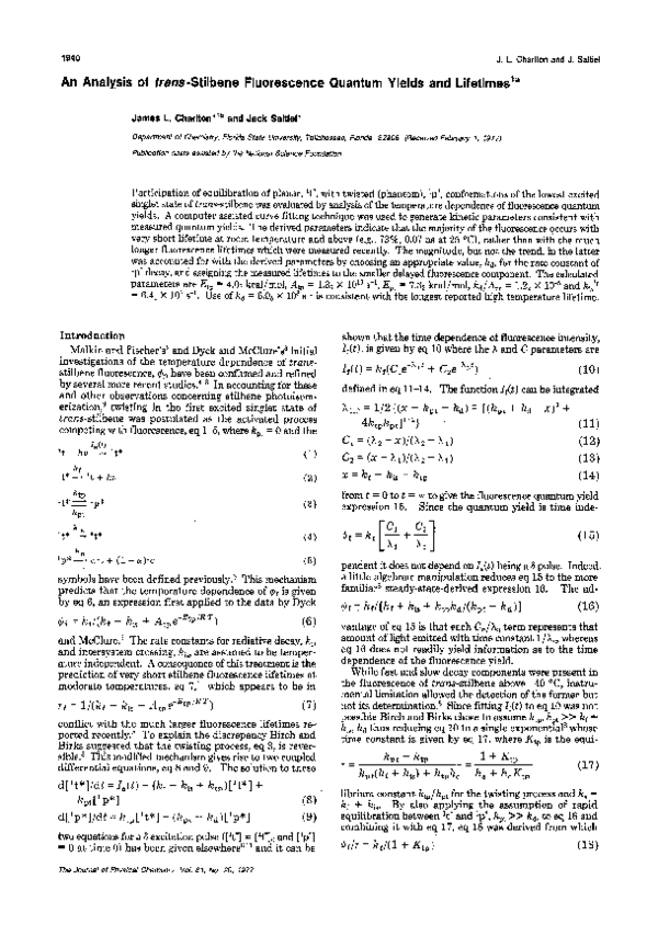 (PDF) An analysis of trans-stilbene fluorescence quantum yields and ...