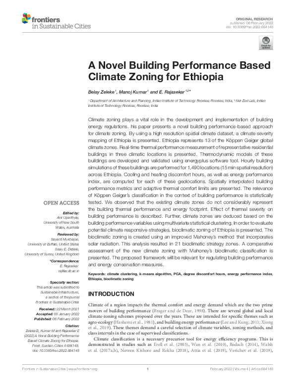 (PDF) A Novel Building Performance Based Climate Zoning for Ethiopia