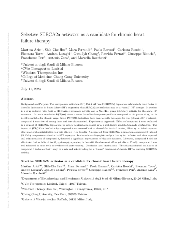 (PDF) Selective SERCA2a activator as a candidate for chronic heart ...