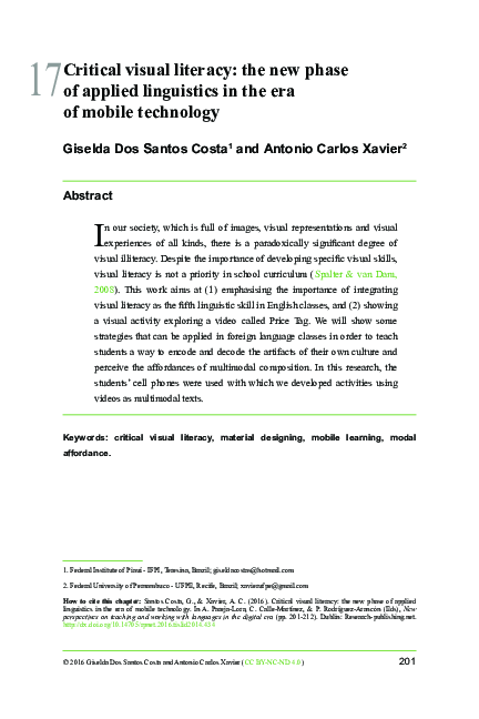 (PDF) Critical visual literacy: the new phase of applied linguistics in ...