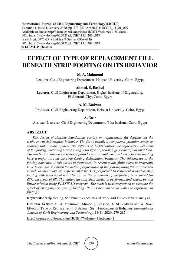 (PDF) Effect of Type of Replacement Fill Beneath Strip Footing on Its ...