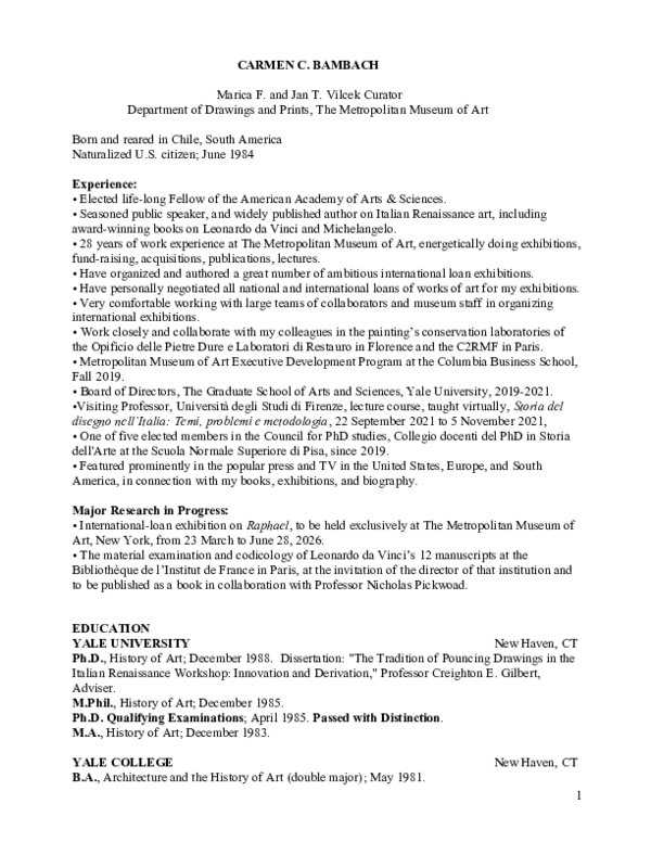 (DOC) CARMEN C. BAMBACH, curriculum vitae