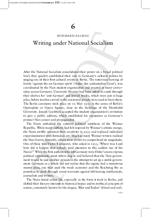 (PDF) Writing under National Socialism
